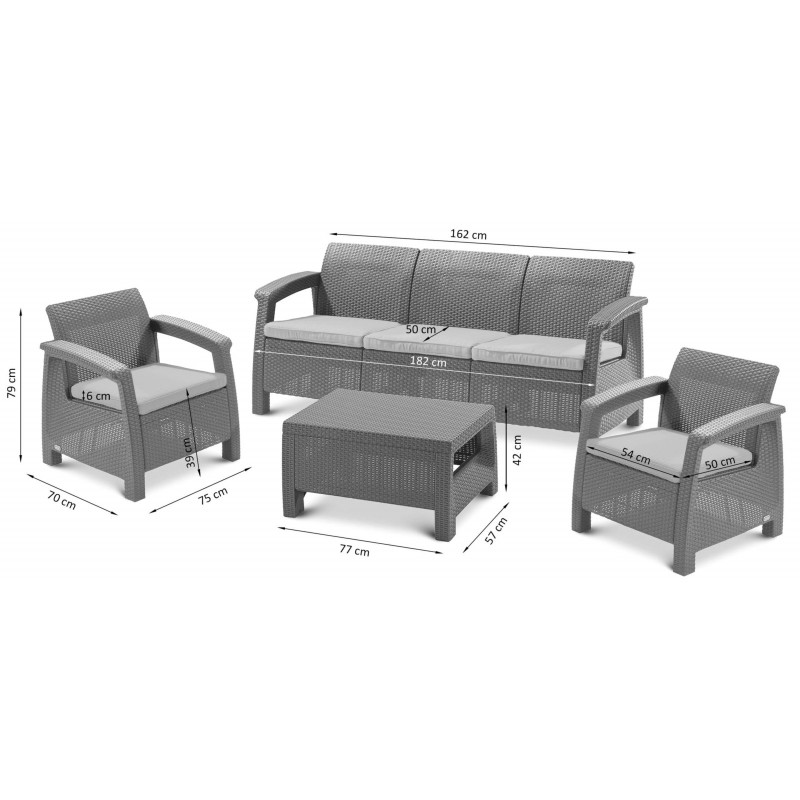 Meble Ogrodowe Corfu Set Max 3-os
